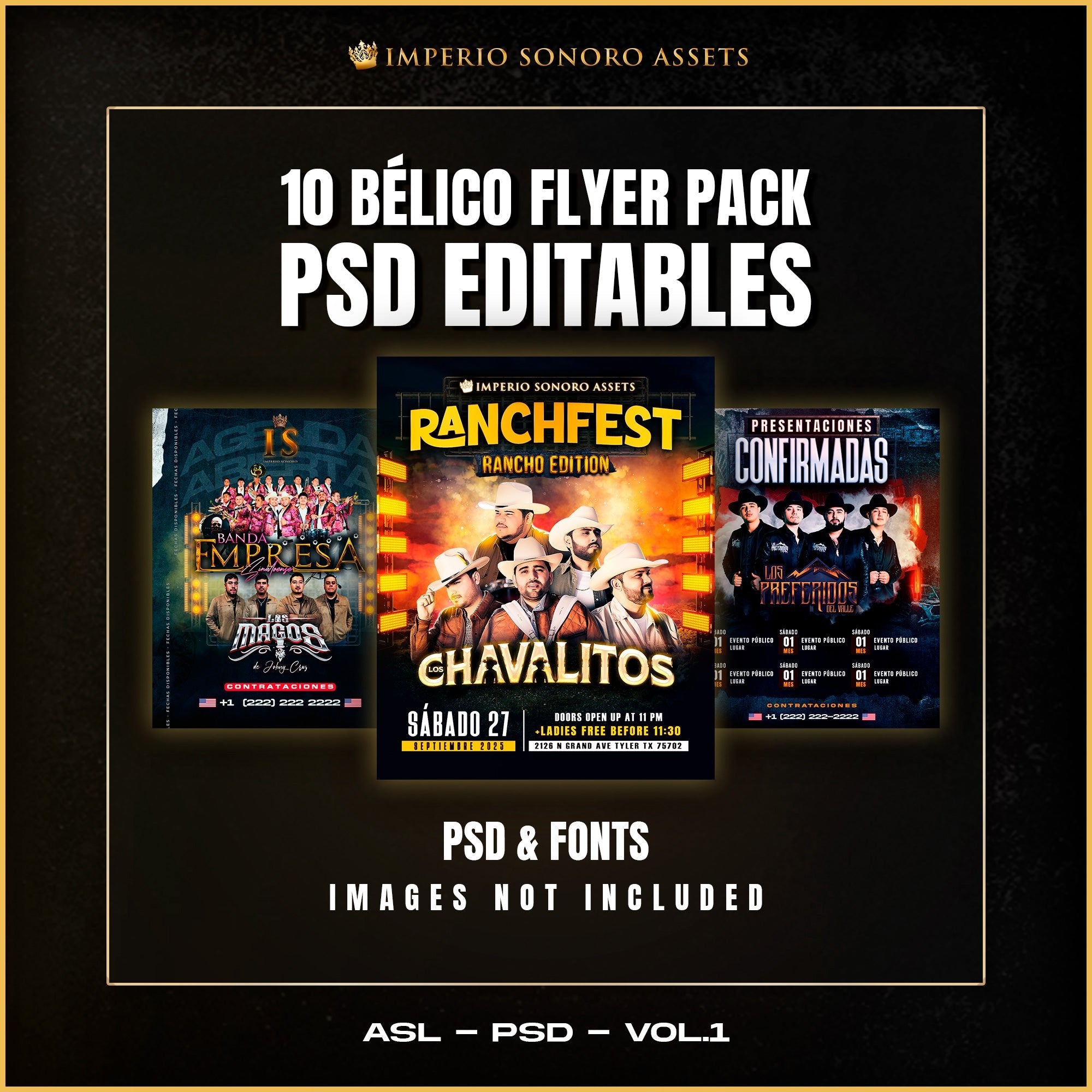 10x Bélico Flyer Pack (Fully Editable PSDs) – Imperio Sonoro Assets
